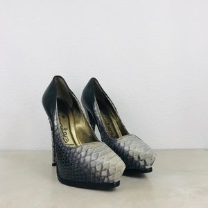 Lanvin | Shoes | Lanvin Black Gray Python Platform Pump | Poshmark